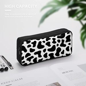 Cow Skin Animal Spots Pencil Case Makeup Bag Big Capacity Pouch Organizer for Office College