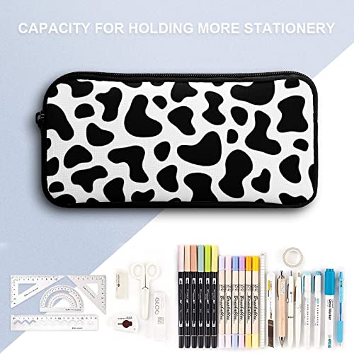 Cow Skin Animal Spots Pencil Case Makeup Bag Big Capacity Pouch Organizer for Office College