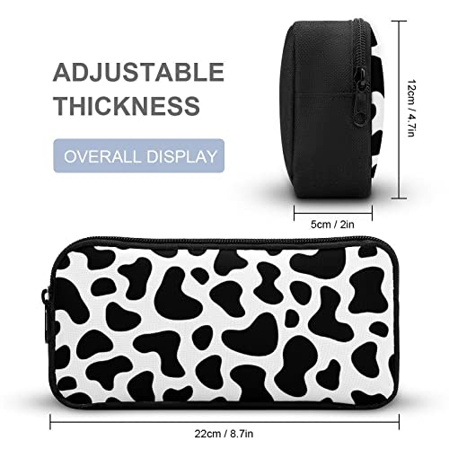 Cow Skin Animal Spots Pencil Case Makeup Bag Big Capacity Pouch Organizer for Office College