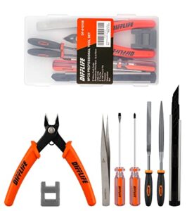 difflife professional 9 pcs model tools kit modeler basic tools craft set hobby building tools kit for gundam car model building repairing and fixing-9 piece