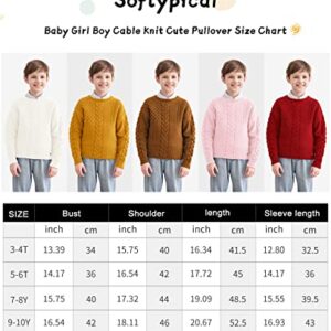 Kid Boys Girls Crewneck Pullover Sweater Long Sleeve Solid Color Chunky Jumper Knit Pullover Outwear,White,7-8 Years