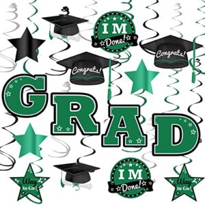 bunny chorus graduation party decorations 2022, 36 pcs class of 2022 graduation party supplies, hanging swirls green and black graduation decorations 2022, congrats grad party favors, no diy required