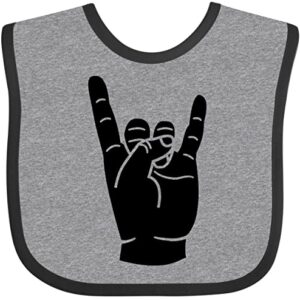 inktastic Rocker Horns Baby Bib Heather and Black 18b1d