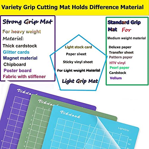 VIKDOOK Cutting Mat for Cricut Joy 4.5” X12” 4.5”X6.5” Variety Grip Sticky Cutting Mat Pack Blue Light Grip Green Standard Grip Purple Strong Grip 6 Mats Pack