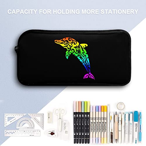 Tribal Dolphin Pencil Case Makeup Bag Big Capacity Pouch Organizer for Office College