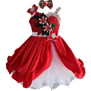 Jennifer G221RG Christmas Toddler Baby Newborn Little Girl's Pageant Party Dress RED Size3T