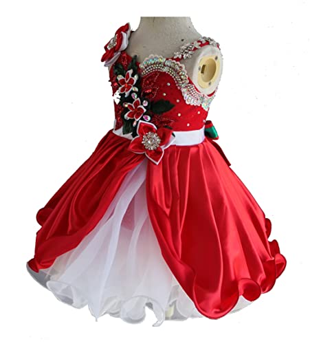 Jennifer G221RG Christmas Toddler Baby Newborn Little Girl's Pageant Party Dress RED Size3T