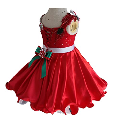 Jennifer G221RG Christmas Toddler Baby Newborn Little Girl's Pageant Party Dress RED Size3T