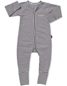 bonds baby wondersuit 2 way zipper sleep/play fold over feet/cuffs footies (6-12 months, dark grey stripes)