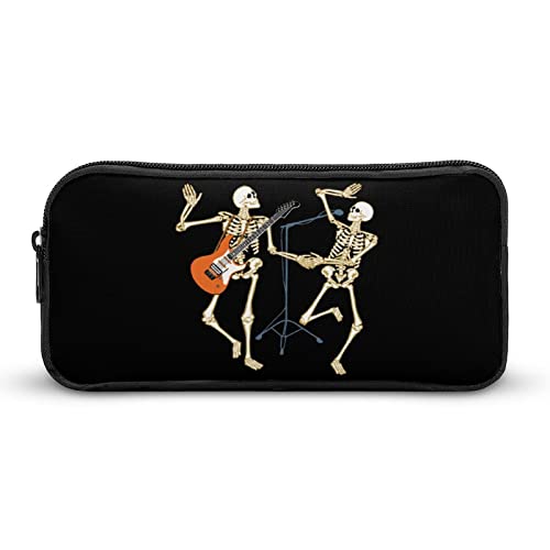 Skeleton Concert Music Halloween Pencil Case Makeup Bag Big Capacity Pouch Organizer for Office College