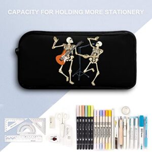 Skeleton Concert Music Halloween Pencil Case Makeup Bag Big Capacity Pouch Organizer for Office College