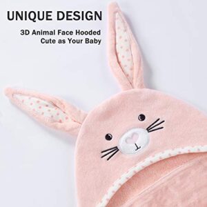 TBEZY Baby Hooded Towel with Unique Animal Design Ultra Soft Thick Cotton Bath Towel for Newborn (Bunny)