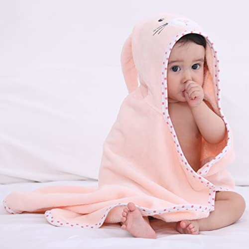 TBEZY Baby Hooded Towel with Unique Animal Design Ultra Soft Thick Cotton Bath Towel for Newborn (Bunny)