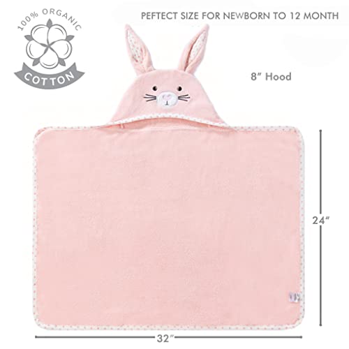 TBEZY Baby Hooded Towel with Unique Animal Design Ultra Soft Thick Cotton Bath Towel for Newborn (Bunny)