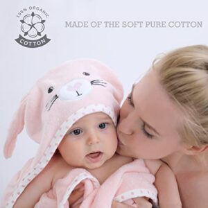 TBEZY Baby Hooded Towel with Unique Animal Design Ultra Soft Thick Cotton Bath Towel for Newborn (Bunny)