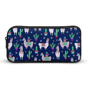 llama with cactus pattern pencil case makeup bag big capacity pouch organizer for office college