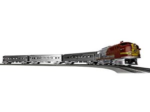 lionel santa fe super chief lionchief set with bluetooth capability, electric o gauge model train set with remote