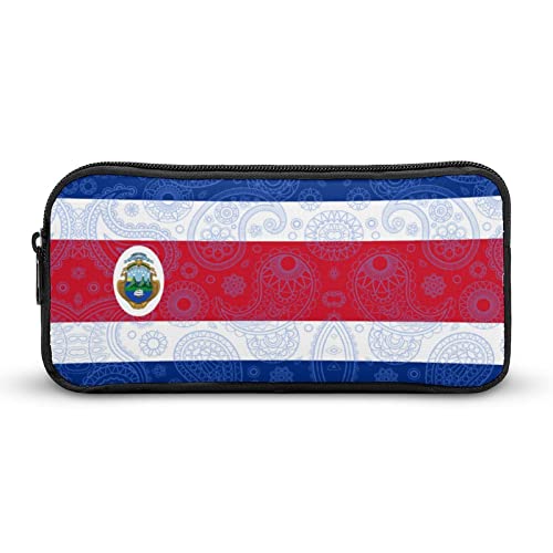 Costa Rica Paisley Flag Pencil Case Makeup Bag Big Capacity Pouch Organizer for Office College