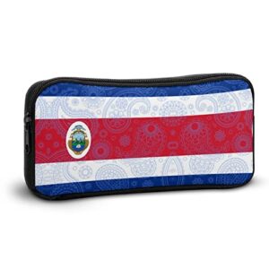 Costa Rica Paisley Flag Pencil Case Makeup Bag Big Capacity Pouch Organizer for Office College