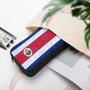 Costa Rica Paisley Flag Pencil Case Makeup Bag Big Capacity Pouch Organizer for Office College