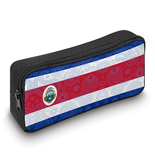 Costa Rica Paisley Flag Pencil Case Makeup Bag Big Capacity Pouch Organizer for Office College