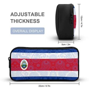 Costa Rica Paisley Flag Pencil Case Makeup Bag Big Capacity Pouch Organizer for Office College