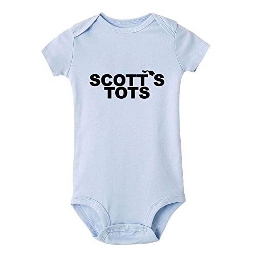 SiYooca Scott's Tots Cute Bodysuit Infant Rompers Unisex Baby Short Sleeve Onesie D blue 3 Months