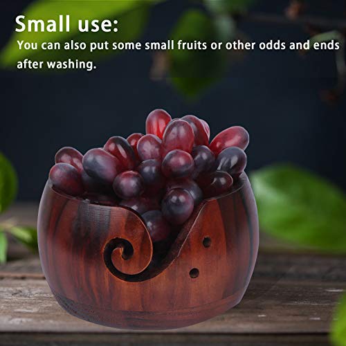 Wooden Yarn Bowl Crochet Yarn Storage Bowl with Holes Knitting Storage Tool, for Storing Yarn Knitting Tools