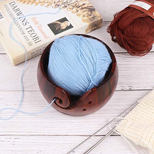 Wooden Yarn Bowl Crochet Yarn Storage Bowl with Holes Knitting Storage Tool, for Storing Yarn Knitting Tools