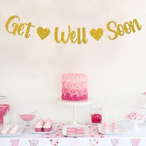 MonMon & Craft Get Well Soon Banner / Cancer Survivor Party Banner / Cancer Awareness / Cancer Free Party Decorations Gold Glitter