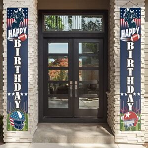 5665 football birthday porch sign door banner decor blue – sport super bowl game