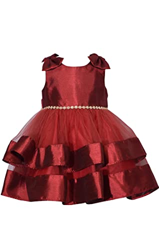 Bonnie Jean Holiday Christmas Party Dress for Baby Toddler Little and Big Girls, Burgundy, 10