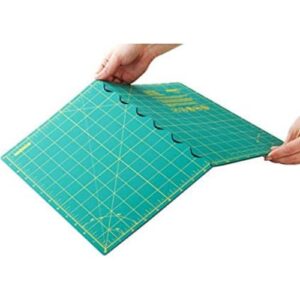 OLFA 12" x 17" Folding Cutting Mat (FCM-12x17) - Self Healing 12x17 Inch Foldable Rotary Mat with Grid for Quilting, Sewing, Fabric, & Crafts, Use with Rotary Cutters & Fixed Blade Knives (Green)