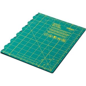 OLFA 12" x 17" Folding Cutting Mat (FCM-12x17) - Self Healing 12x17 Inch Foldable Rotary Mat with Grid for Quilting, Sewing, Fabric, & Crafts, Use with Rotary Cutters & Fixed Blade Knives (Green)