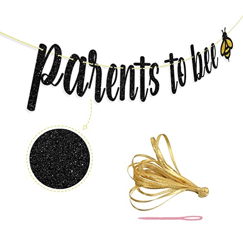 Black Glitter Parents to Bee Banner, Bee Themed Baby Shower Party Decorations, Pregnancy Announcement, Gender Reveal, Oh Babee Party Decoration Supplies