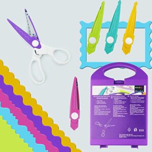 BINWISH Decorative Paper Edge Scissors Set, 5 Pairs Zig Zag Edges with Portable Organizing Container, Great for DIY Paper Wavy Edge Cutting, Crafts, Scrapbooking, Paper Quilling and Kid’s Designs