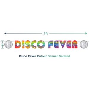 70's Party Disco Fever Hanging Banner Garland and Disco Ball 2-Sided Cutouts Set (21 Pieces Total)