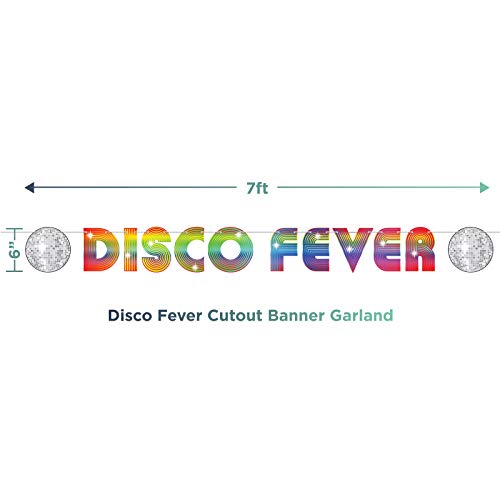 70's Party Disco Fever Hanging Banner Garland and Disco Ball 2-Sided Cutouts Set (21 Pieces Total)