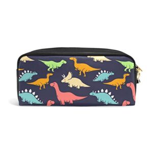 Baofu Dinosaur Leather Pencil Case Pen Zipper Pouch Cosmetic Makeup Bag Cute Handmade Soft Pencil Student Stationery Holder for Kids Teenagers Women Men