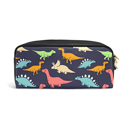 Baofu Dinosaur Leather Pencil Case Pen Zipper Pouch Cosmetic Makeup Bag Cute Handmade Soft Pencil Student Stationery Holder for Kids Teenagers Women Men