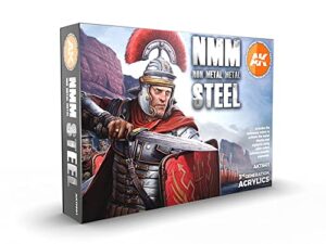 ak interactive non metallic metal: steel set (6 paints) – plastic model building paints and accessories # 11601