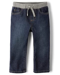 the children’s place baby boys’ pull on straight jeans, liberty blue, 4t