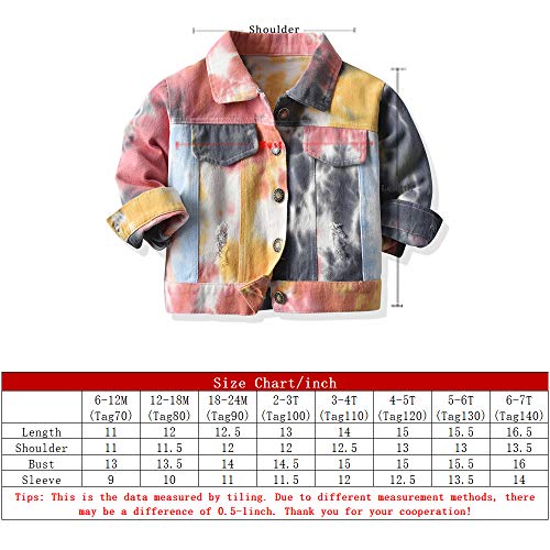 Baby Boys Girls Denim Jacket Toddler Kids Tie Dye Button Down Jeans Jackets Top Coat Outwear(110/3-4T, Tie Dye Yellow)