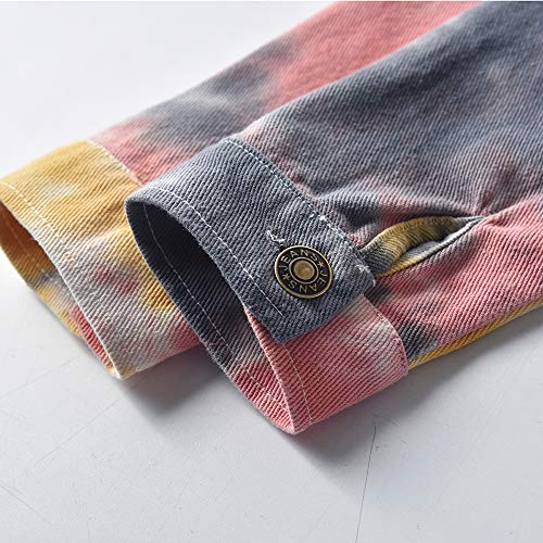 Baby Boys Girls Denim Jacket Toddler Kids Tie Dye Button Down Jeans Jackets Top Coat Outwear(110/3-4T, Tie Dye Yellow)