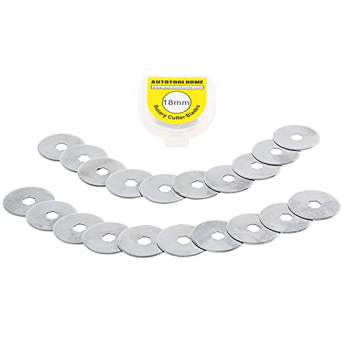 AUTOTOOLHOME 20 Pack 18mm Rotary Cutter Blades Cutting Fabric Paper Quilting Sewing Patchwork Tool