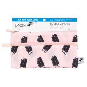 yoobi 2-zipper pencil case pink with ice pops