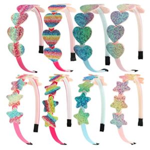 xima glitter heart girls headbands rainbow star hariband for children girls hair accessories pack of 8