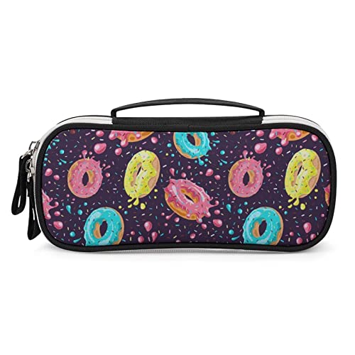 Donuts PU Leather Pen Pencil Bag Organizer Portable Makeup Carry Case Storage Handbag