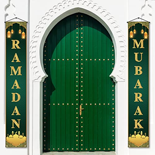 Ramadan Mubarak Porch Banner Iftar Islamic Mosque Muslim Religious Holiday Front Door Sign Wall Hanging Party Decoration