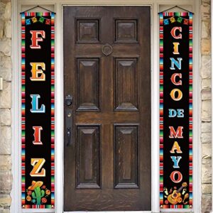 feliz cinco de mayo porch banner fiesta serape cactus mexican holiday party front door sign wall hanging party decoration